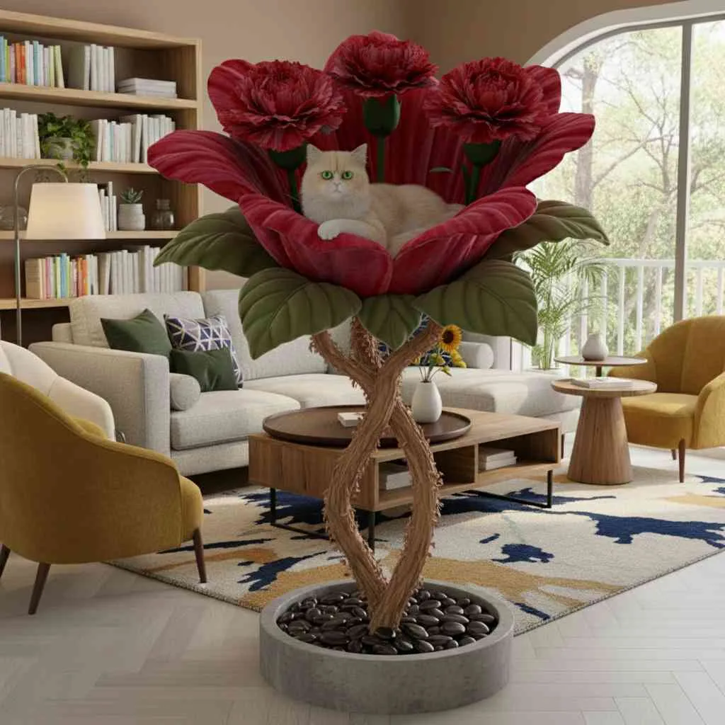 Brighten Your Cat's World with Vibrant Flower Cat Trees - Nature-Inspired Play & Comfort