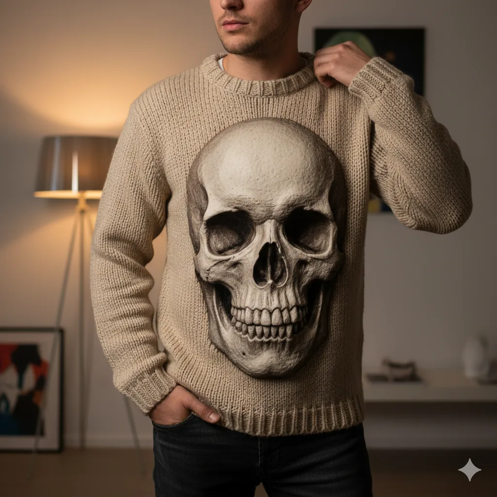 Embrace Edgy Comfort - Exploring the Unique Style of the 3D Skull Sweater