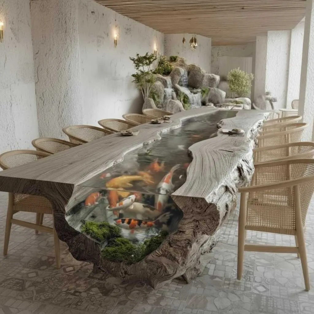 Transform Your Garden Space with a Koi Pond Dining Table — Elevate Comfort, Style, and Nature