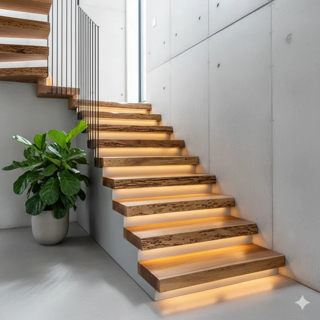Elevate Your Home Design with a Stunning Wood Slab Staircase ...