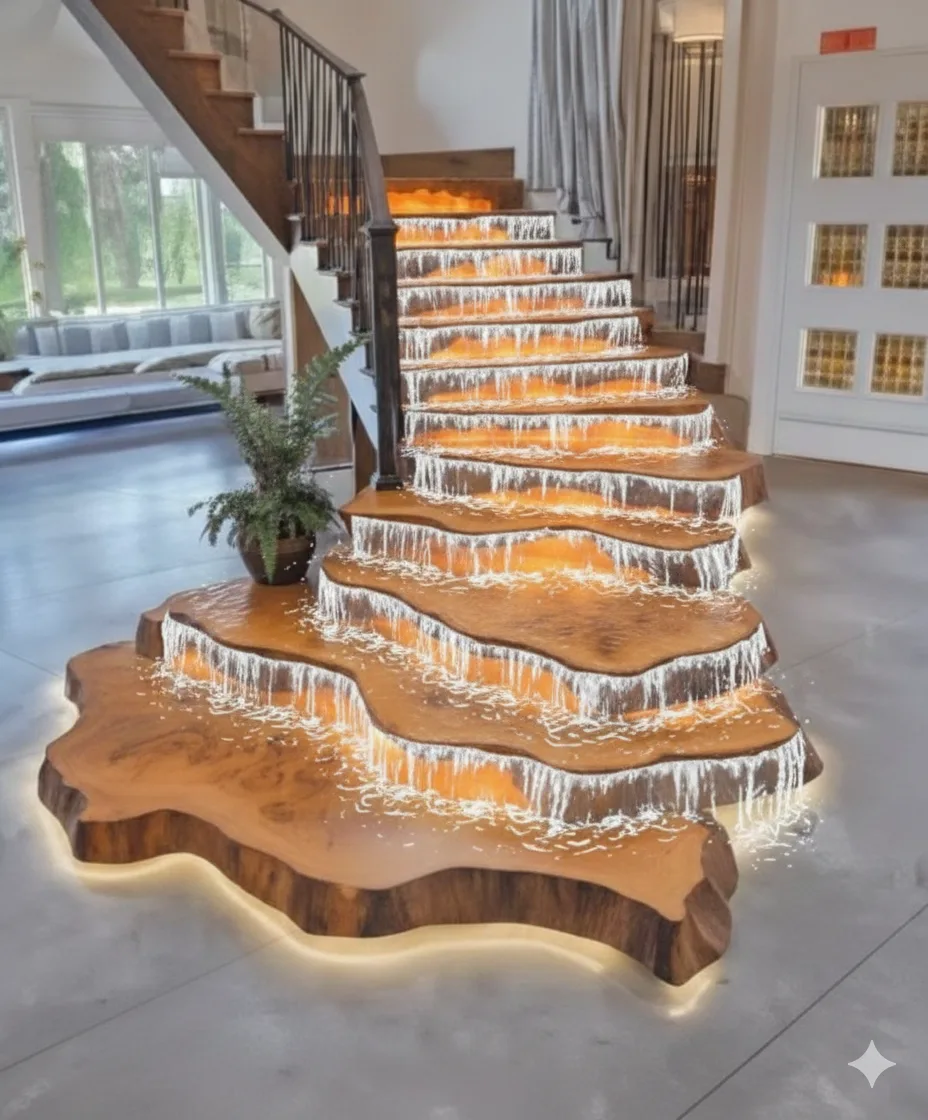 Elevate Your Home Design with a Stunning Wood Slab Staircase ...