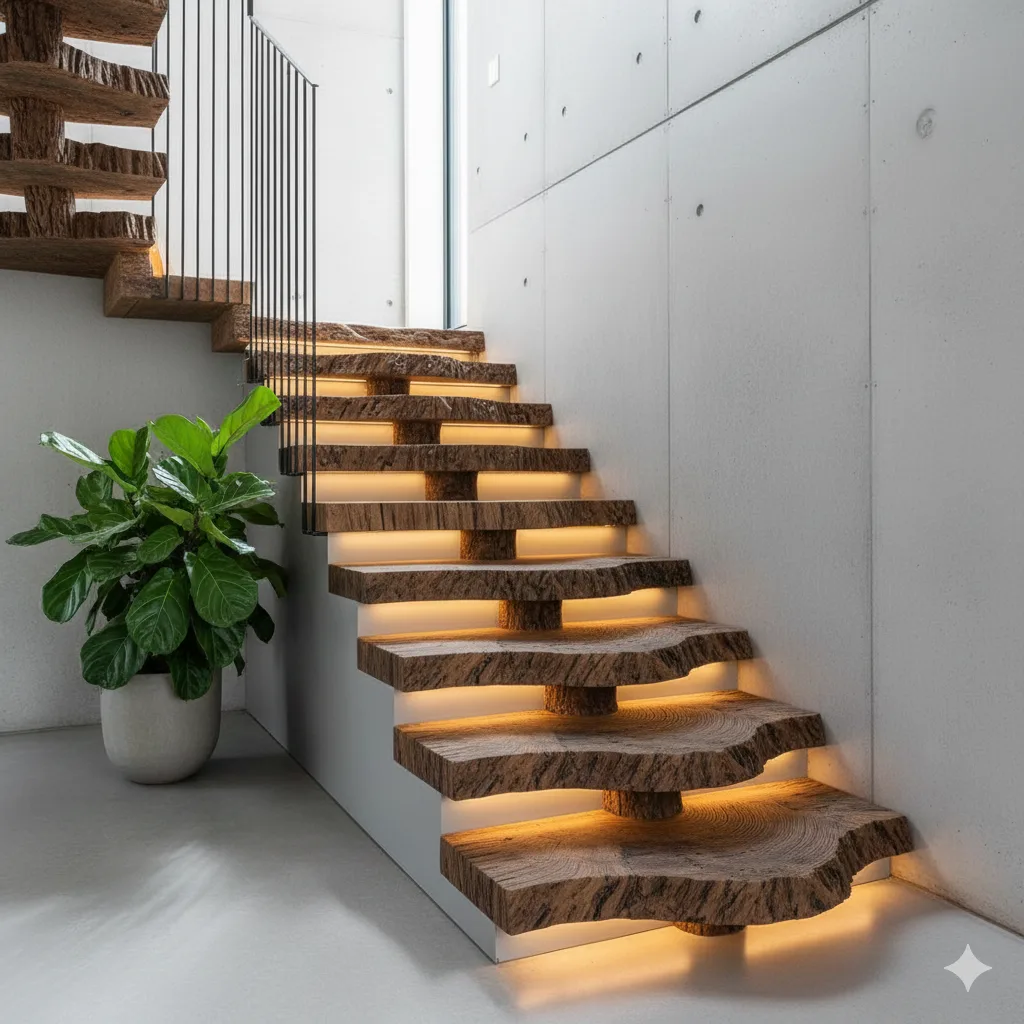 Elevate Your Home Design with a Stunning Wood Slab Staircase ...