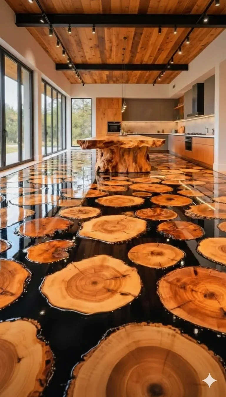 Transform Your Space with Black Epoxy Wood Slab Flooring – A Modern ...