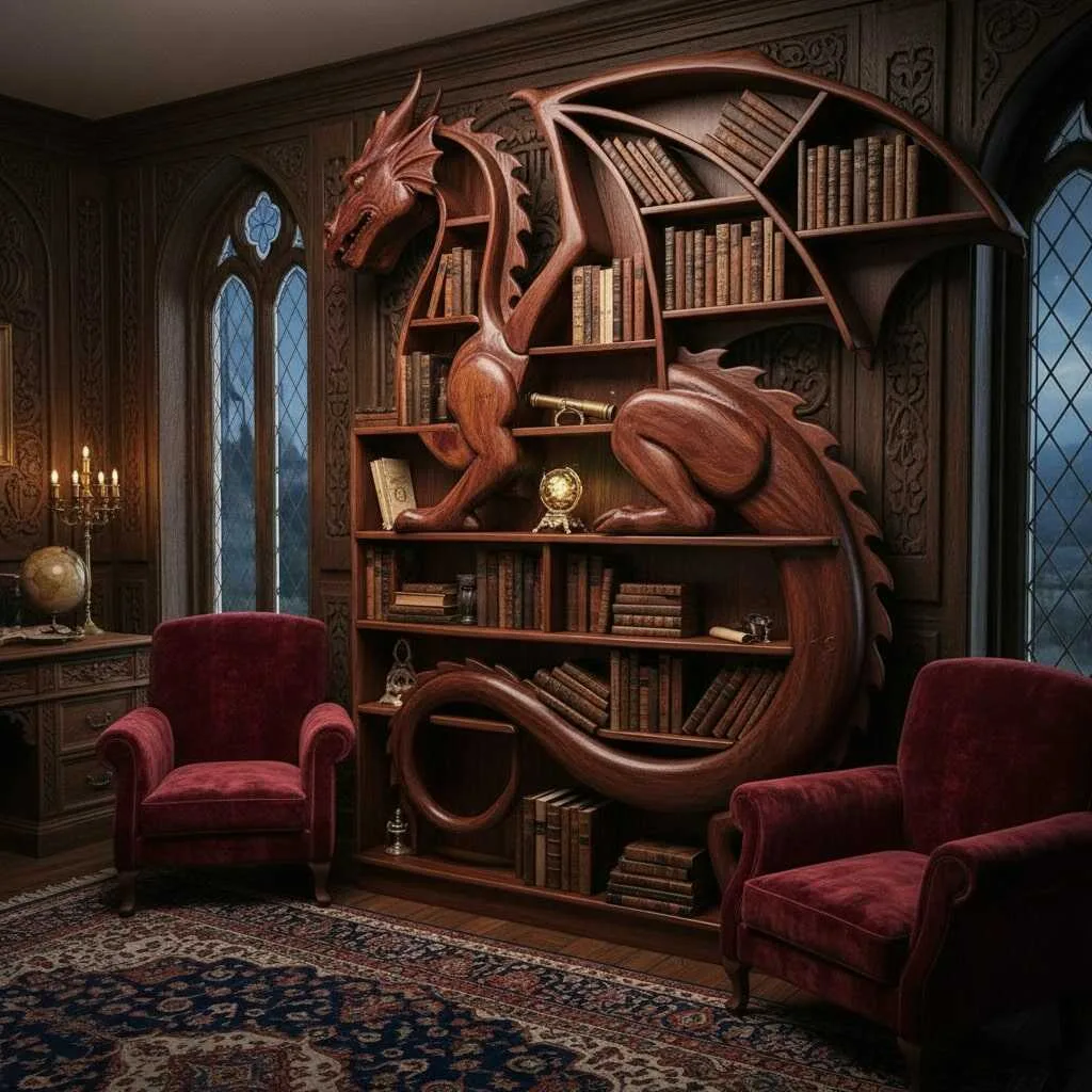 Enchanting Design with a Dragon Inspired Bookshelf – A Mythical ...