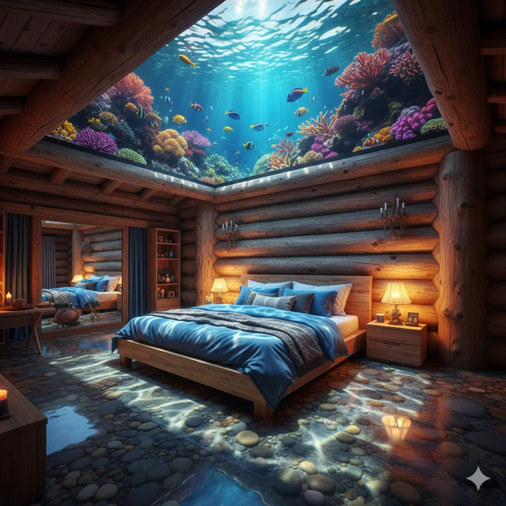 Dreaming of a Unique Retreat: The Log Cabin with an Aquarium Ceiling