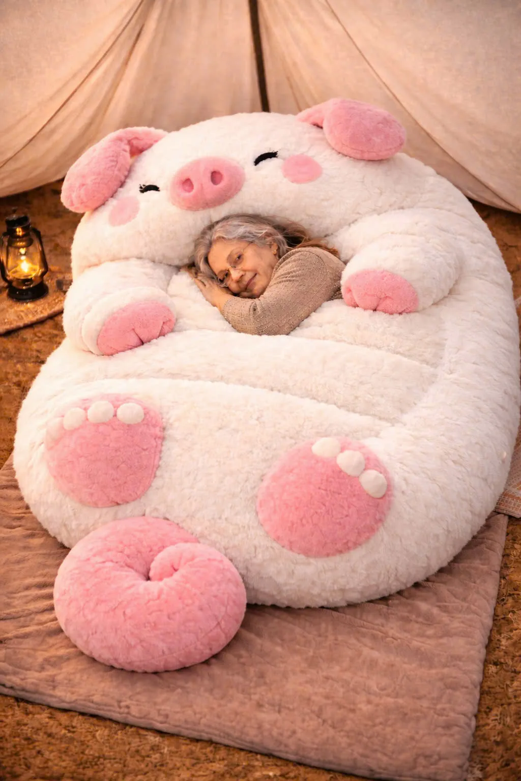 Cozy Camping Essential - Discover the Charm of the Fluffy Pig Sleeping Bag