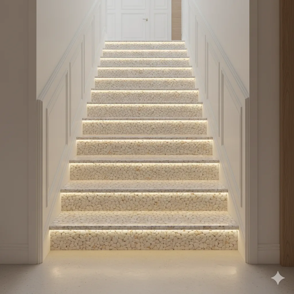 Elevate Your Space with a White Pebble Epoxy Staircase - A Modern Touch ...