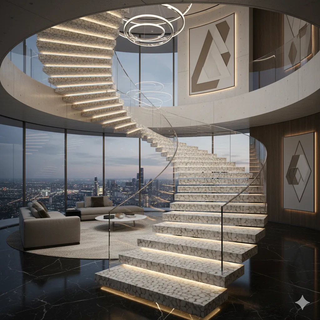 Elevate Your Space with a White Pebble Epoxy Staircase - A Modern Touch ...